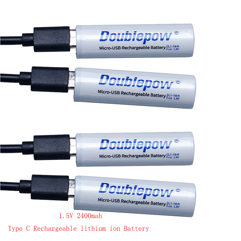 DOUBLEPOW 1.5V 2400mWh Size AA Double lithium ion rechargeable battery ...