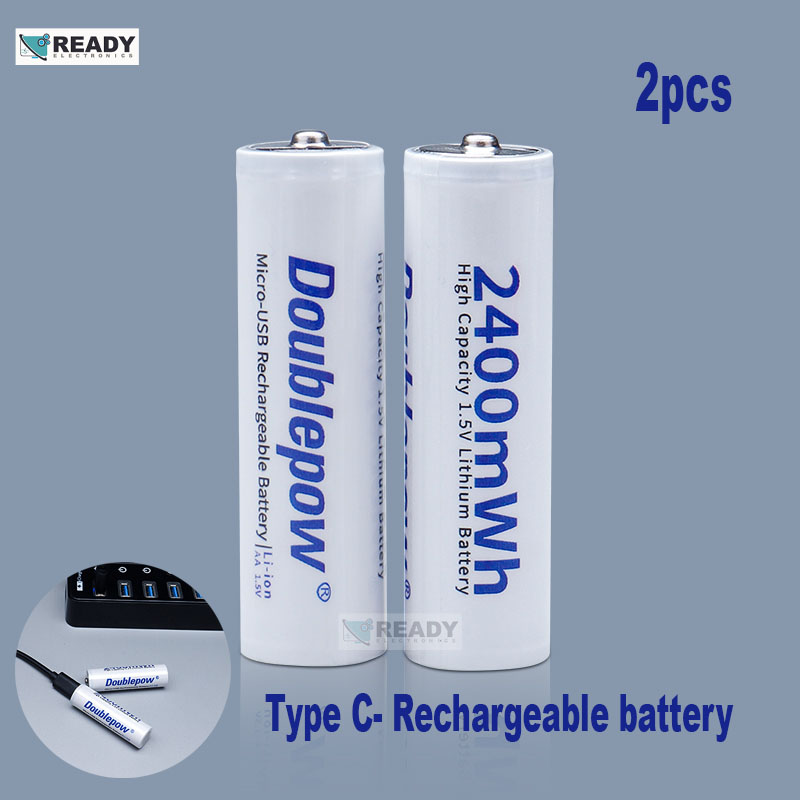 DOUBLEPOW 1.5V 2400mWh Size AA Double lithium ion rechargeable battery ...