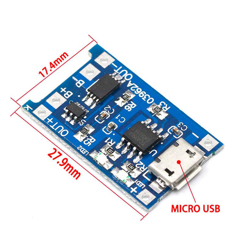 Micro USB 5V 1A TP4056 Lithium Battery Charger Module Charging Board ...